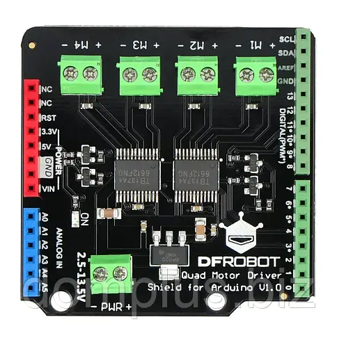 DFRobot TB6612 Quad Motor Driver - 4x 13,5 В / 1,2 А драйвер двигуна - екран для Arduino (ID ...