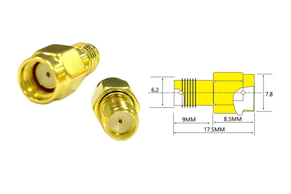 Переходник RP-SMA Male - SMA Female AMASS прямой - 1 шт. (ID#1868773913 ...