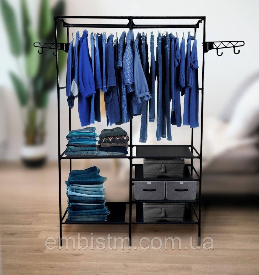 Купить Напольная вешалка для одежды Двойная с полками для обуви и ...