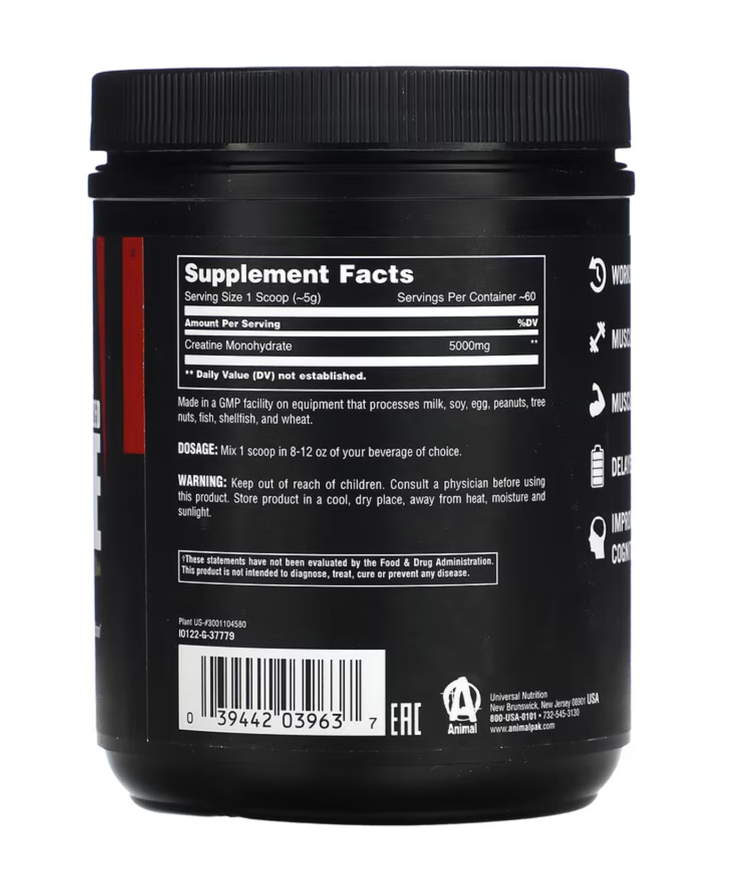 Купить Universal Animal Micronized Creatine Monohydrate Powder 300g в ...