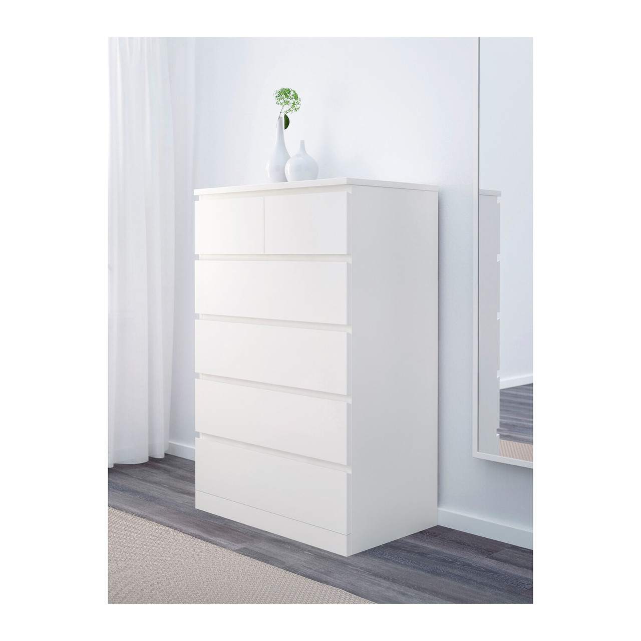 Купить IKEA Комод MALM (ИКЕА МАЛЬМ) Комод, 6 ящиків, білий 604.036.02 ...