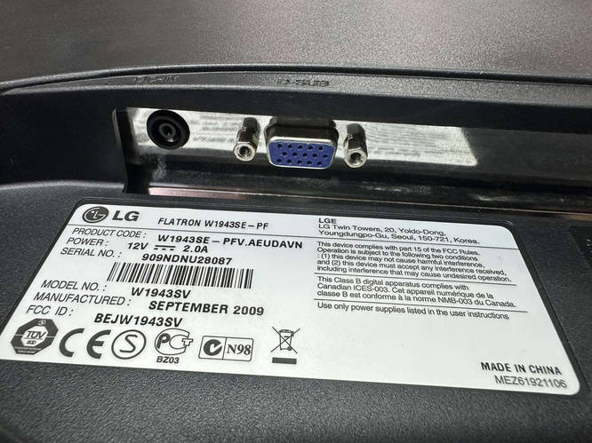 Купить Монитор 19 дюймов LG W1943SE, цена 900 ₴ — Prom.ua (ID#1871167797)