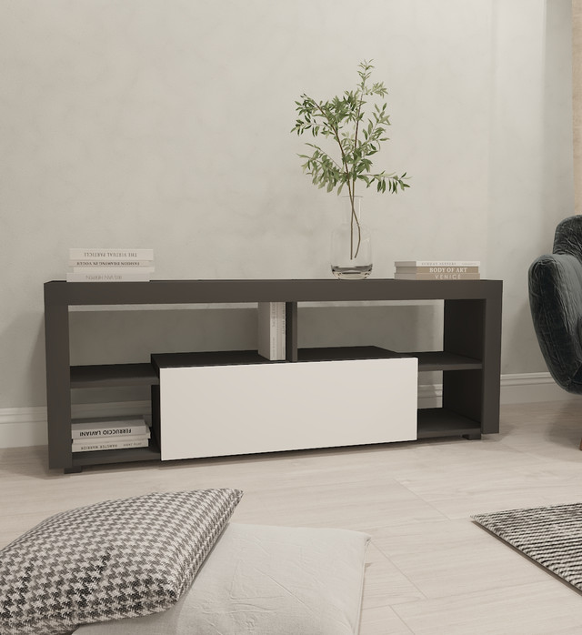 Тумба під телевізор комод для дому під ТВ із 4 полицями та нішею Kf 140 продаж ціна у Білій