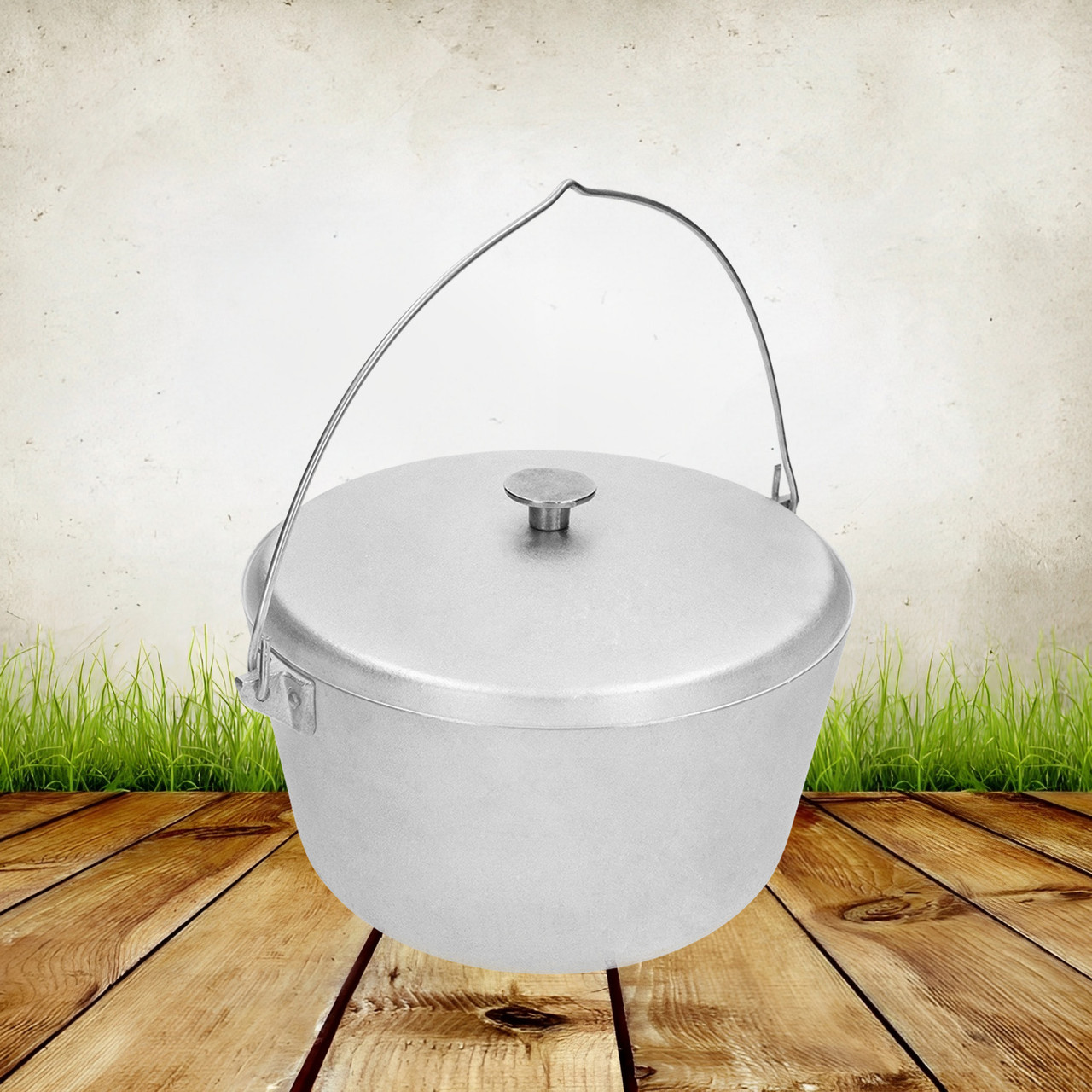 Казан котел походный рыбацкий литой алюминиевый 7 л с дужкой и крышкой ...