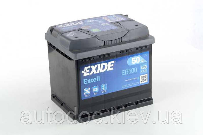 Аккумулятор 50Ah-12v Exide EXCELL(207х175х190),R,EN450, арт.EB500 (ID ...