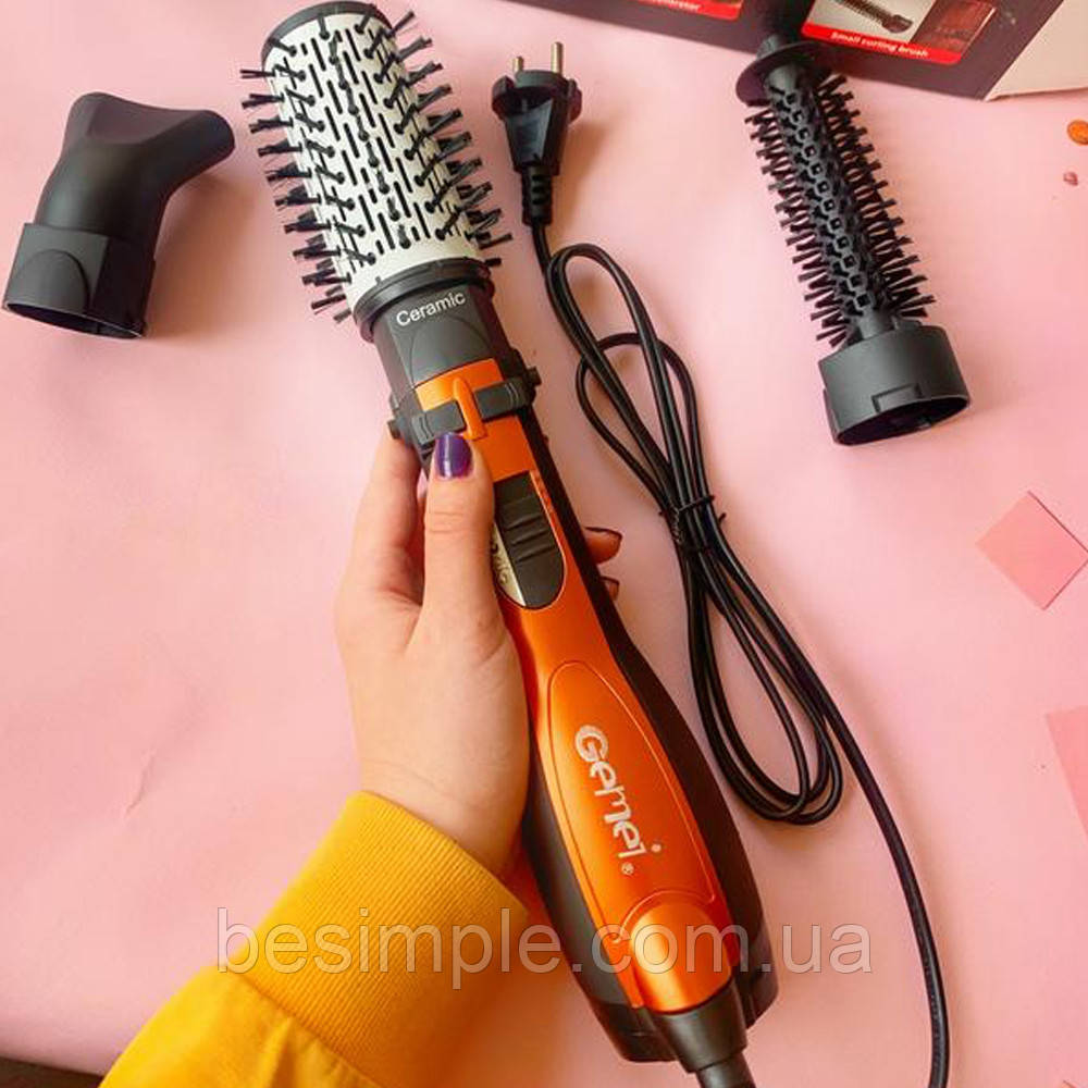 Купить Фен-щетка браш для волос с тремя насадками Gemei GM-4828 / Фен-щетка для волос с ...