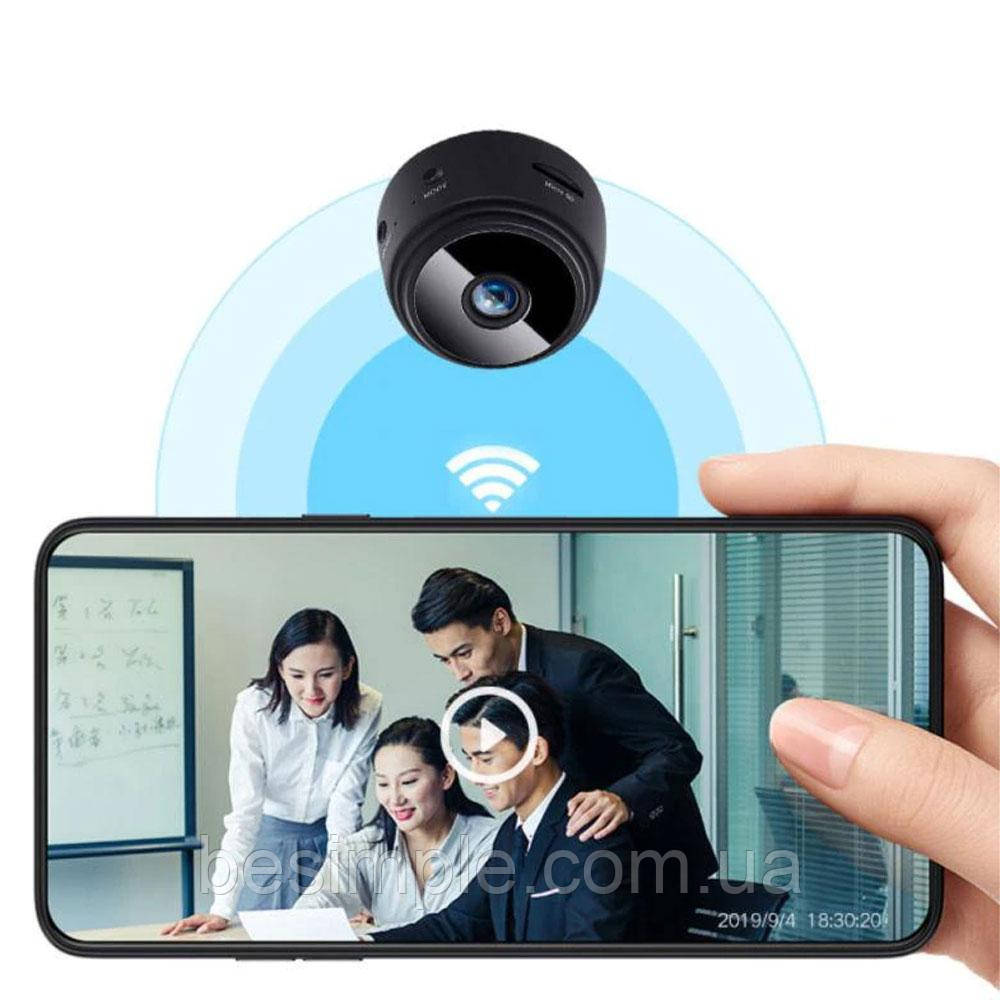 Беспроводная мини камера IP с WiFi, FullHD 1080, A9 / Универсальная ...