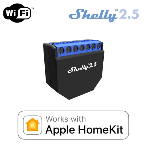 Shelly 2.5 power metering Apple HomeKit двоканальне реле 10A WiFi ...