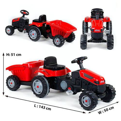 Купить Веломобиль-трактор с прицепом Alpha со световым эффектом Черно ...