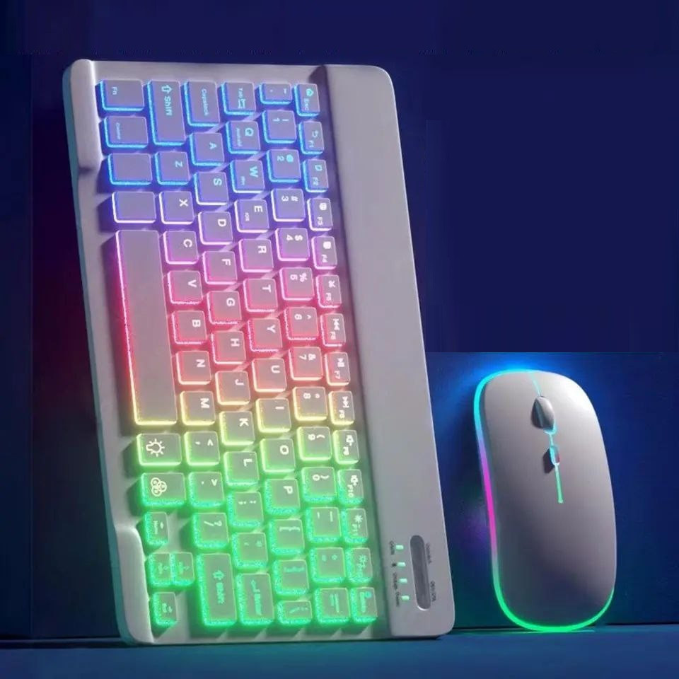 Универсальная беспроводная Bluetooth клавиатура + мышка с RGB ...