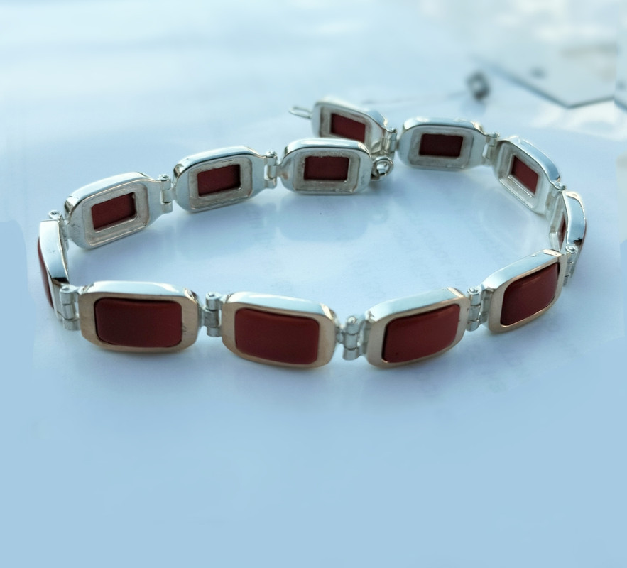 Браслет в серебре с кораллом Бетти - 18 см - купить по лучшей цене в ...