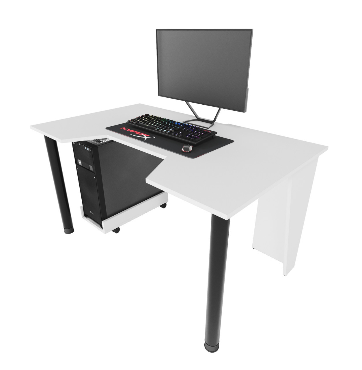 Купить Геймерский игровой стол Gamer-2 каркас ЛДСП Белый с подставкой ...