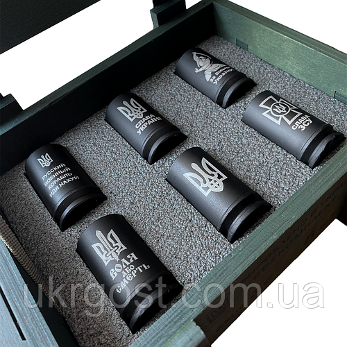 Рюмки из гильз "Боекомплект" Подарочный набор (6 стопок гильз) (ID ...