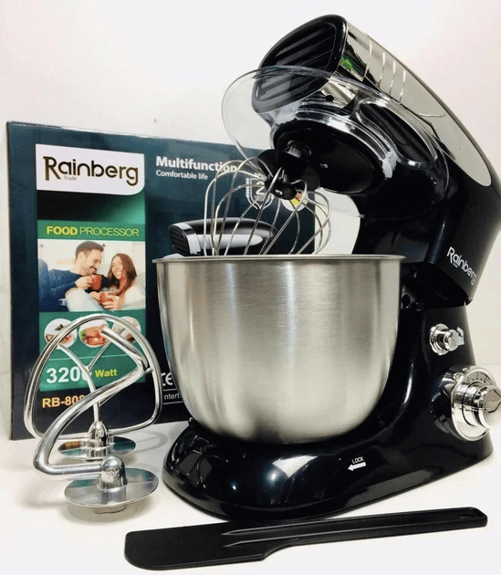 Планетарный миксер с металлической чашей Стационарный Rainberg, Кухонный комбайн тестомес для ...