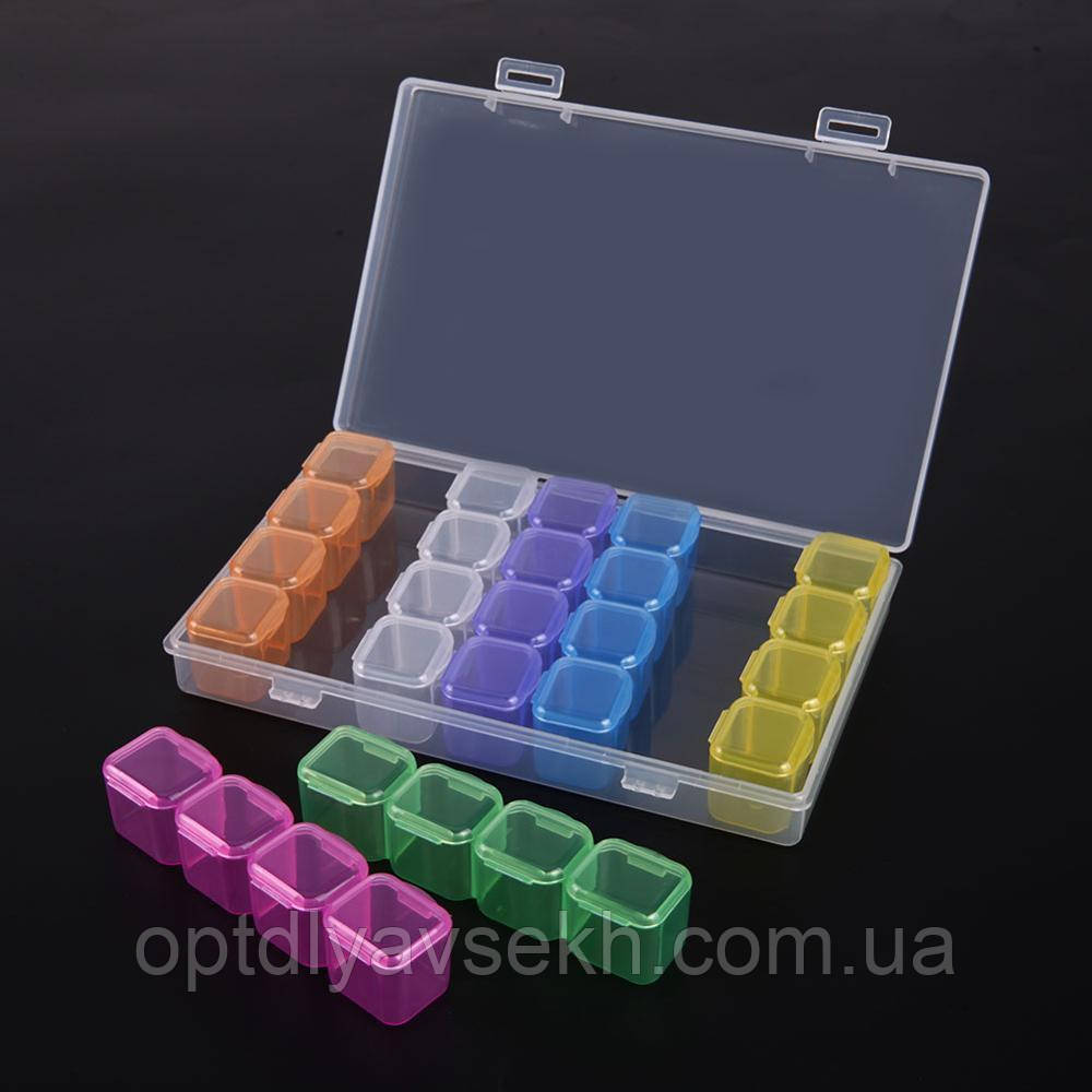 Кольоровий органайзер контейнер лоток на 28 комірок 7 рядів по 4 шт для зберігання декору