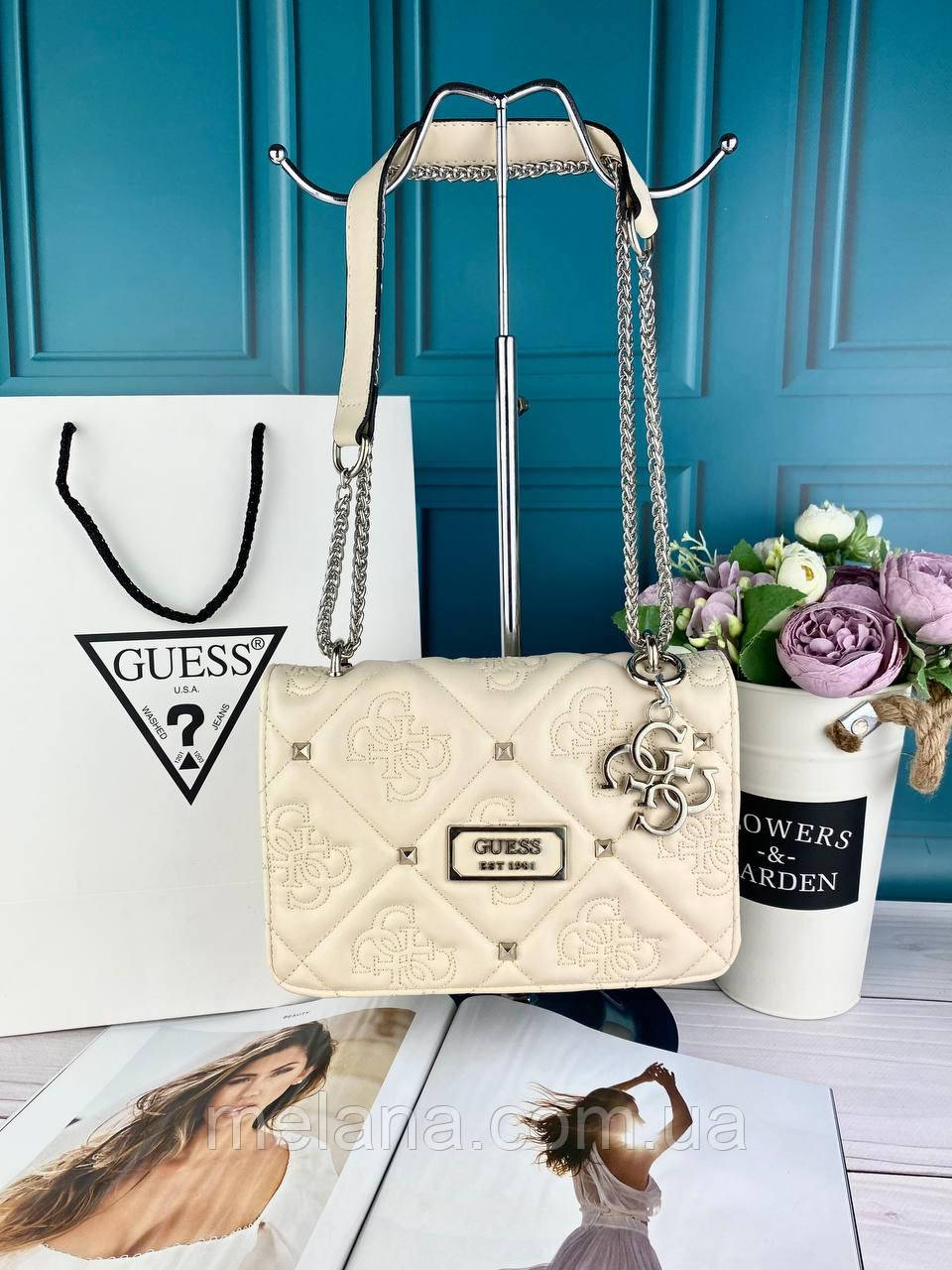 Купить Бежевая сумка женская Guess Гэсс, цена 1049.40 ₴ — Prom.ua (ID ...