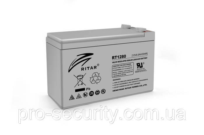 Купить Аккумуляторная свинцово-кислотная батарея AGM RITAR RT1280 Gray ...