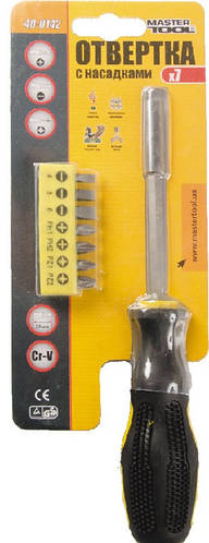 Купить Отвёртка магнитная MASTERTOOL 250 мм 7-В-1 PH1- 2/SL4-5-6/PZ1-2 25 мм 40-0142, цена 142. ...