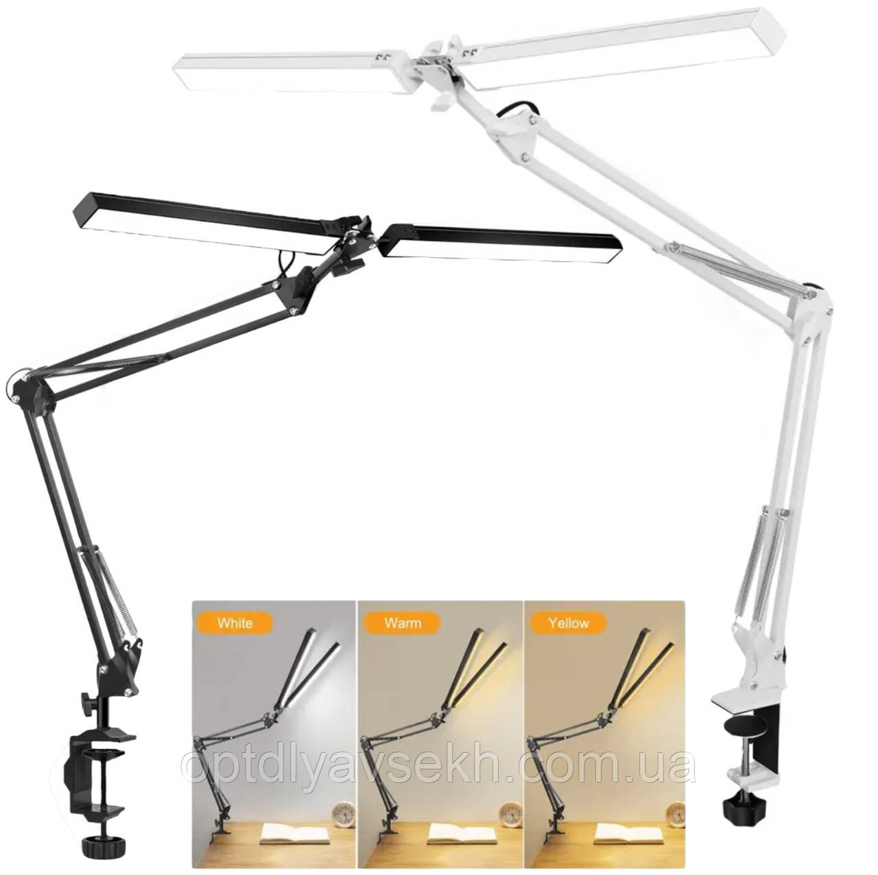 Настільна подвійна Led лампа 24 Вт Fs 021 на струбцині для освітлення робочого місця продаж