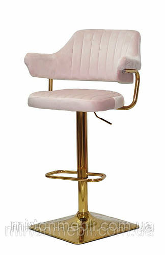 Стул для мастера визажиста Jeff ARM 4GD-BASE ткань Vel, розовый (ID ...