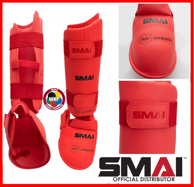 Захист гомілки і стопи червоний Smai з ліцензією WKF для карате ...