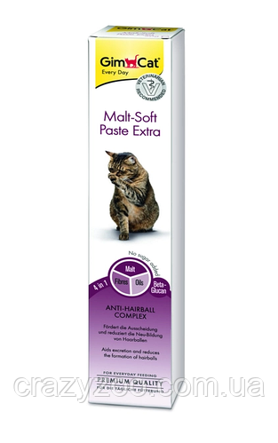Паста для котів GimCat Malt-Soft Paste Extra для виведення шерсті 50 г ...
