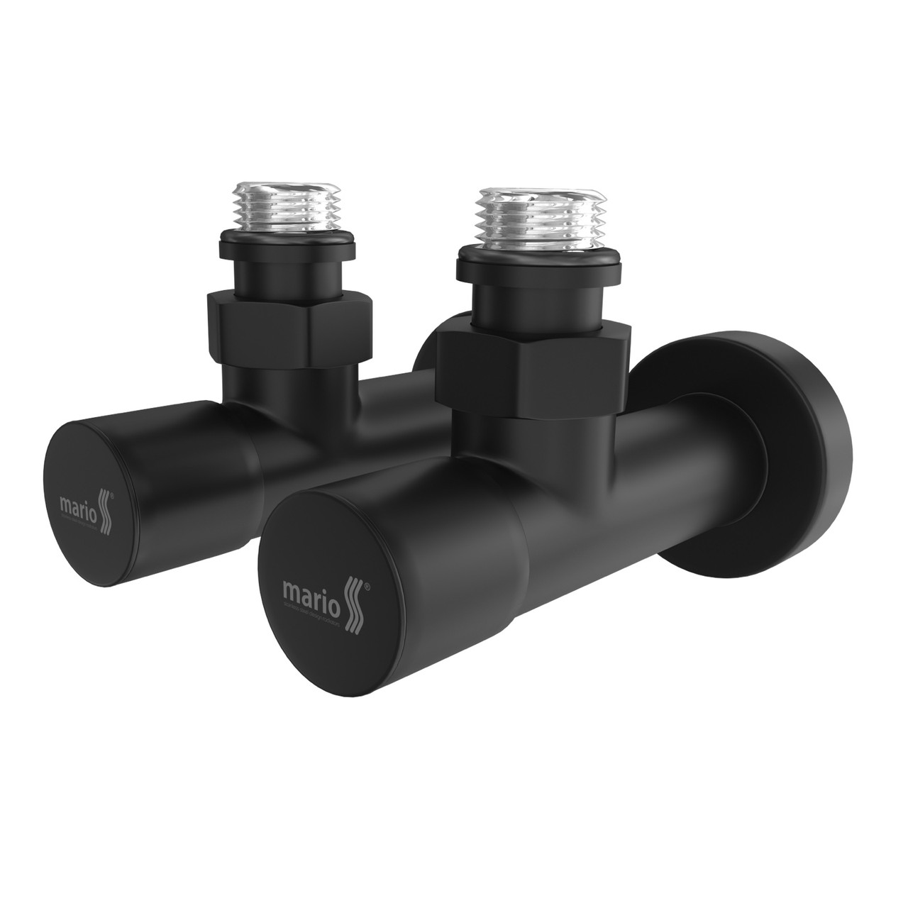 Краны угловые для полотенцесушителя Марио G1/2" черный мат (комплект 2 ...
