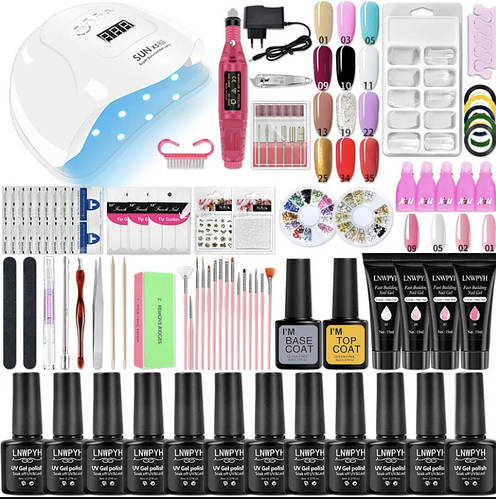 Стартовий набір для манікюру, гель-лаку, з фрезером і лампою Sun X5 72W ...