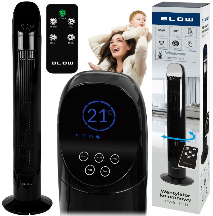 Вентилятор колонный Blow Tower Fan черный 88см (Польша): продажа, цена ...