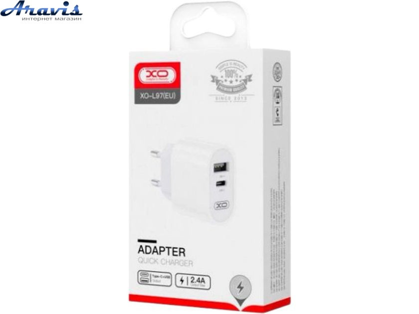 Купить Адаптер 220v 1USB-1Type-C+кабель USB-MicroUSB XO L97 EU Белый, цена 173 ₴ — Prom.ua (ID ...