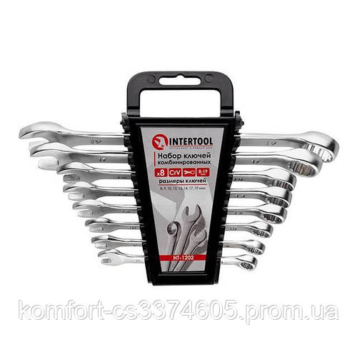 Купить Набір ключів комбінованих 8 шт., 8-19 мм CrV INTERTOOL HT-1202, цена 299 ₴ — Prom.ua (ID ...