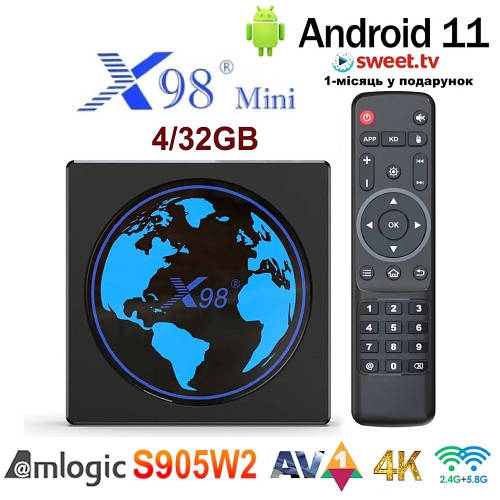 TV-Приставка X98 Mini 4/32 GB Amlogic S905W2 Android 11 (Android Smart ...