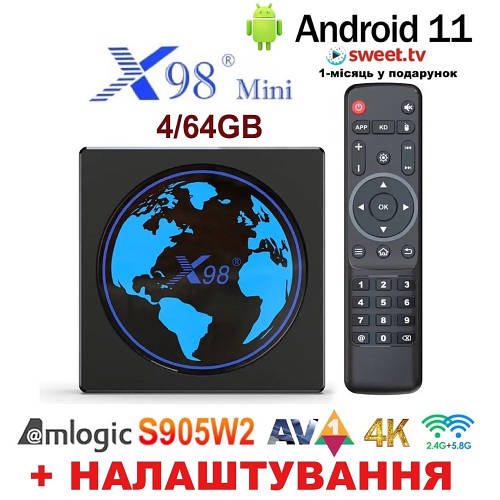 Купить TV-Приставка X98 Mini 4/64 GB Amlogic S905W2 Android 11 (Android ...