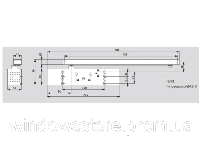 Дотягувач дверний DORMA TS 93 EN2-5 G до 120 кг до 1250 мм колір ...