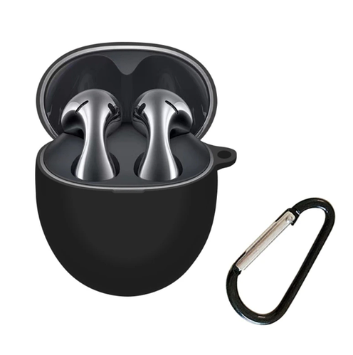 Силиконовый чехол с карабином для Huawei FreeBuds 5 черный (ID ...