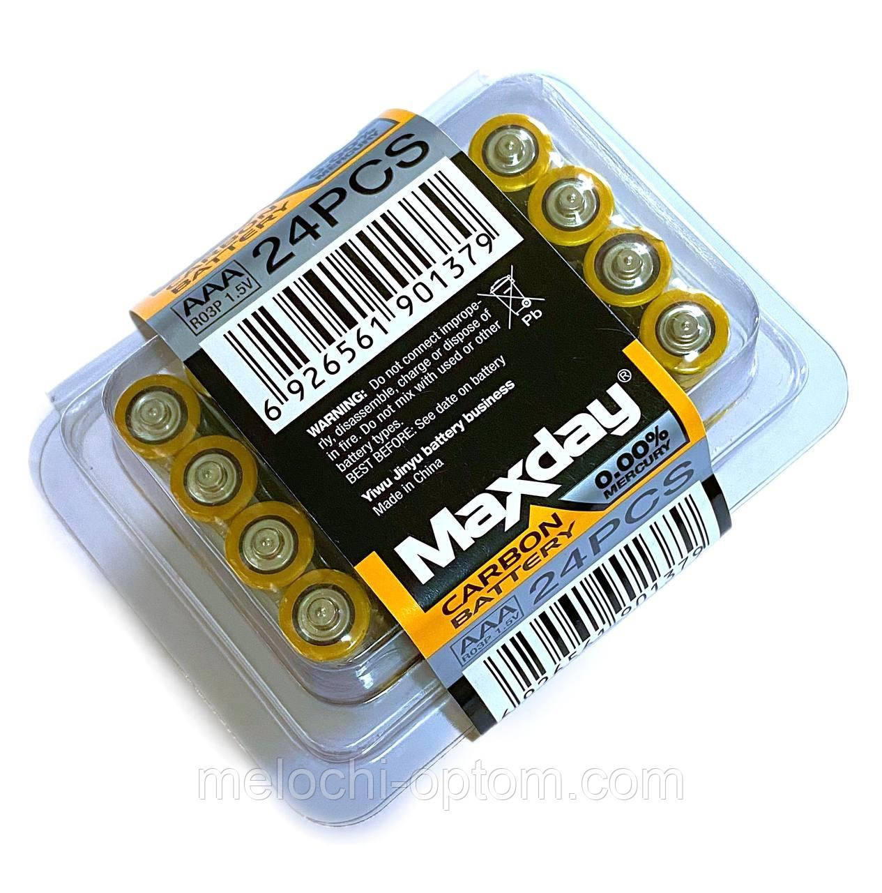 Купить Батарейки MAXDAY Carbon battery R03P 1,5V, AAA мини пальчик 24шт ...