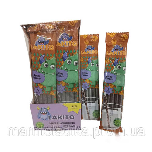 Соломинка LAKITO ароматизована для молока КАКАО 24 упаковки по 5 ...