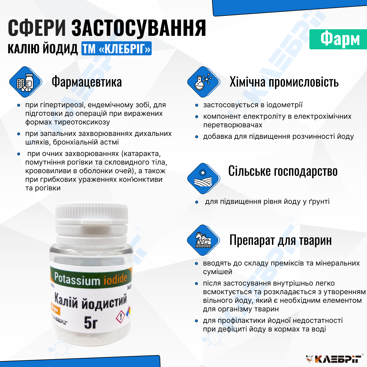 Купити Калій йодистий 5 г фарм Йодид калію, ціна 47 ₴ - Prom.ua (ID ...