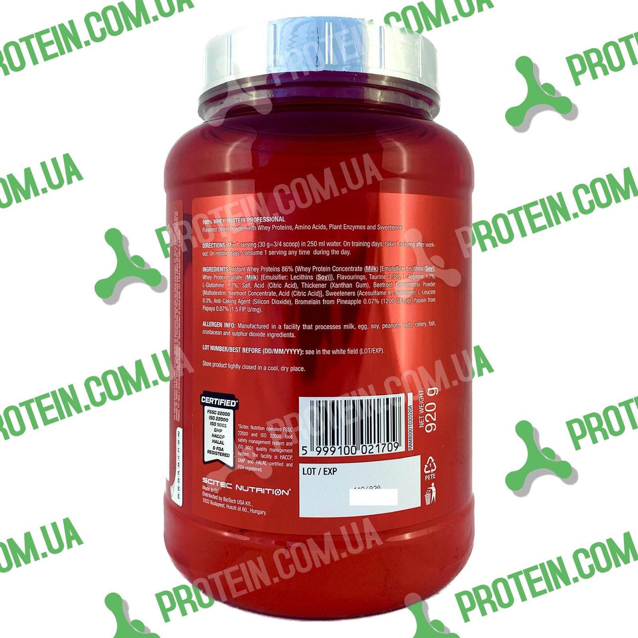 Протеин Scitec Nutrition 100% Whey Protein Professional 920 г ...