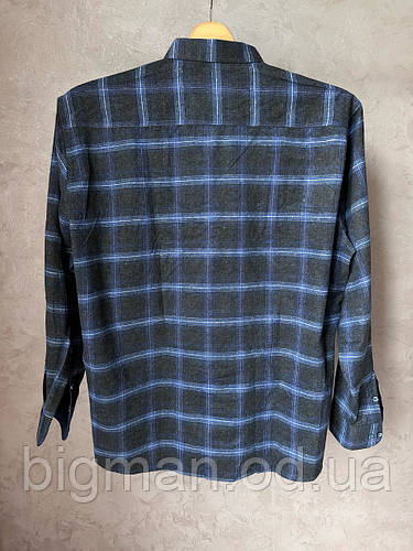 Мужская синяя байковая рубашка в клетку с длинным рукавом Birindelli ...