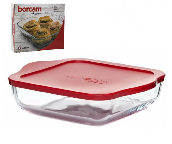 Купить Форма скляна Borcam квадратна з кришкою 3,5 л., 32*28*6 см, цена ...