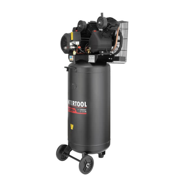 Компресор вертикальний INTERTOOL PT-0017 : 100 л | 3 кВт | 220 В | 10 атм | 500 л/хв | 2 ...