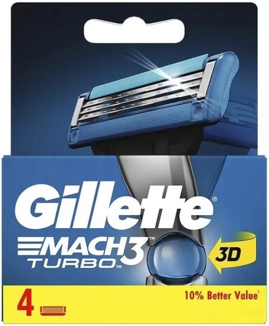 Купить Кассеты для бритья Gillette Mach3 Turbo 4шт. Оригинал (джилет ...