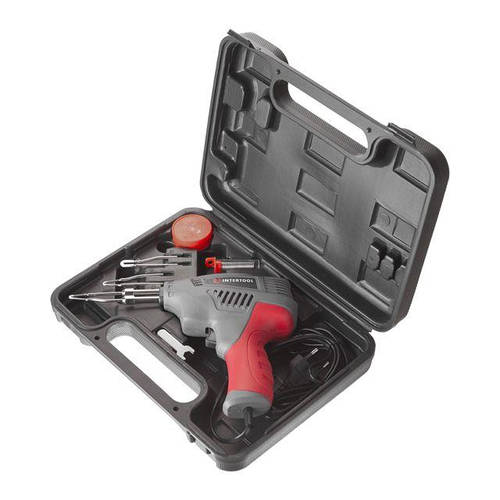 Паяльник імпульсний з трансформатором 200 Вт, 230 В, 3-режиму, з комплектом насадок INTERTOOL RT ...