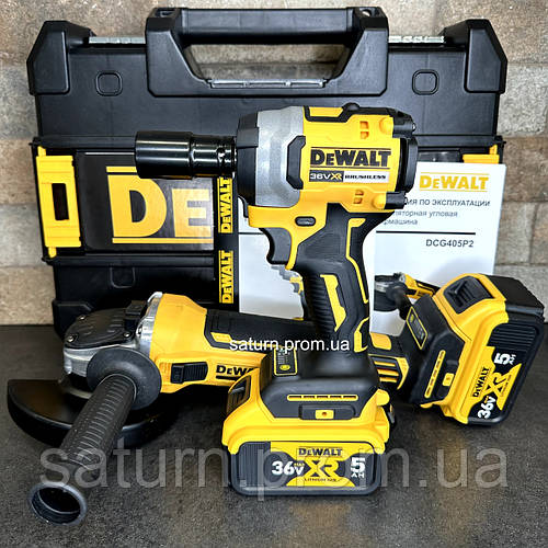 Набір інструменту Dewalt 2 в 1 (36V/5A) гайковерт DeWalt DCF 922D2T, болгарка Dewalt DCG405P2 ...