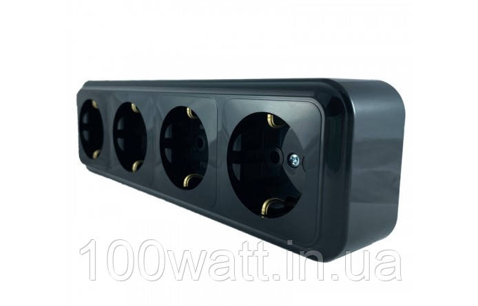 Розетка 4-а накладна с з/к "СВЕТОБРИБОР" 4РА16-045 чорна 9201 (ID#1889633440), ціна: 88.50 ...