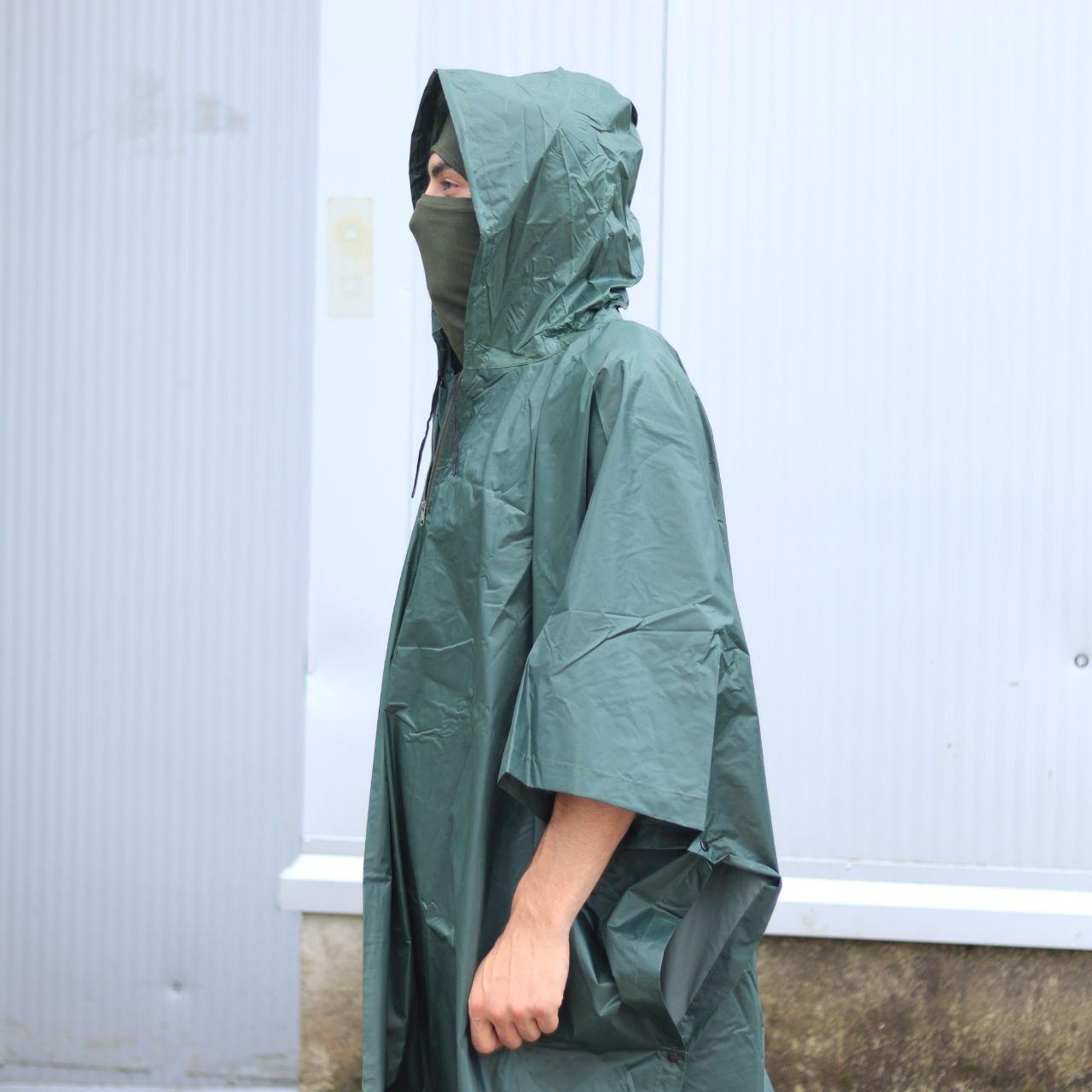 Тактичний дощовик пончо для ЗСУ Хакі Військовий плащ намет Вірменський дощовик з капюшоном