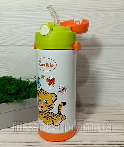 Купить Термос Con Brio с трубочкой и ремешком Тигр 0,35л (57477), цена ...