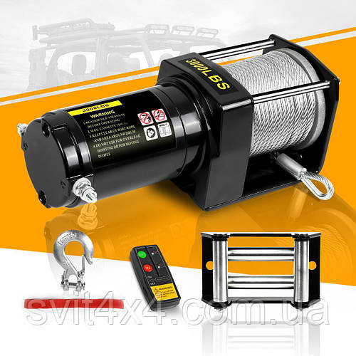 Лебедка 12В для квадроцикла ElectricWinch 3000lbs / 1361кг (Стальной ...