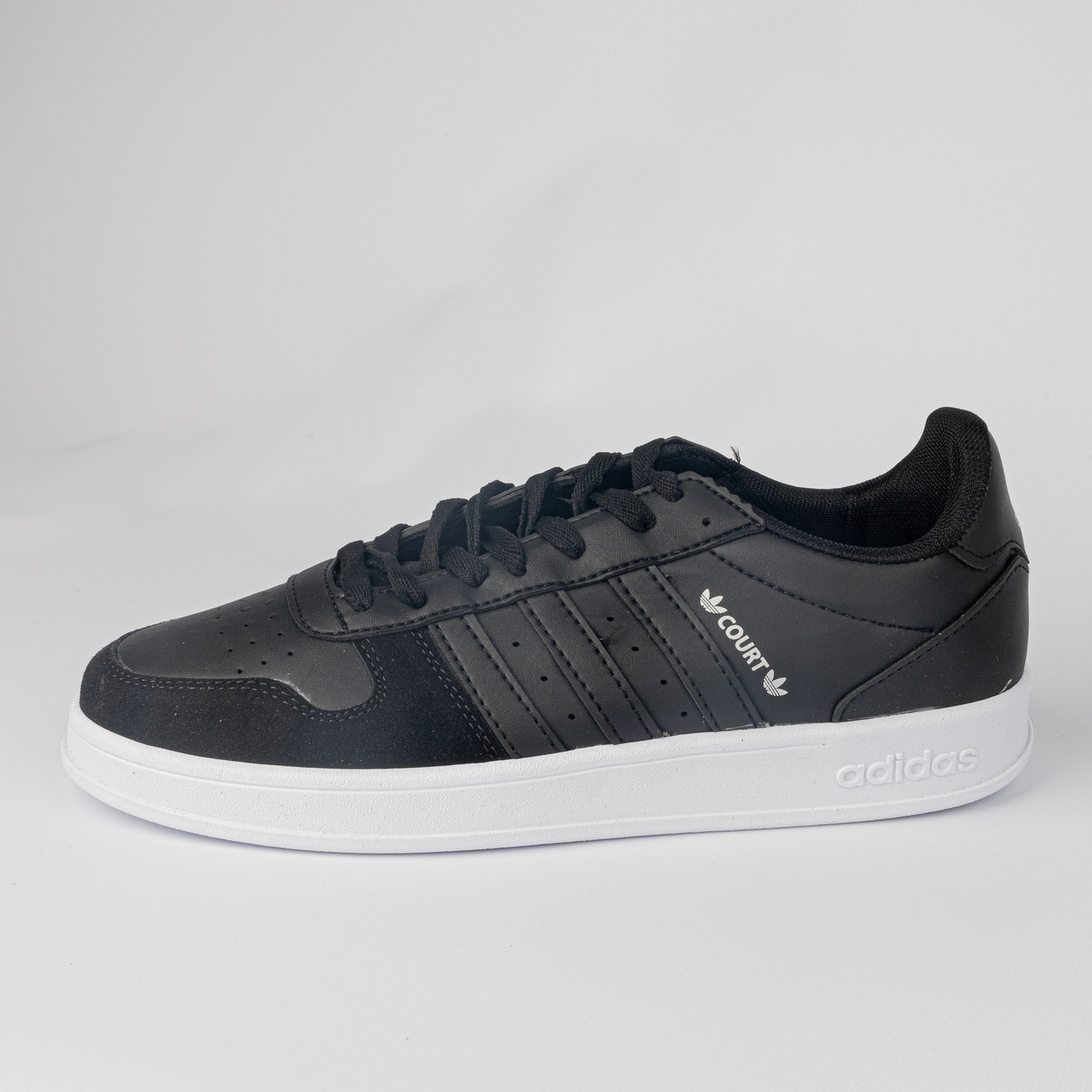 Купить Кеды (кроссовки) мужские ADIDAS черные гладкие. Легкие, из эко ...